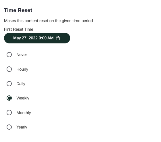 Time reset feature – VTS Activate Help Center