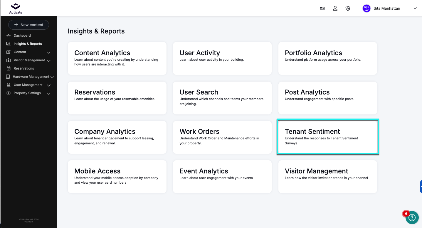 Tenant Sentiment Dashboard – VTS Activate Help Center